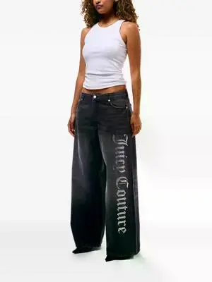 Juicy Couture Diamanté Wide-leg Jeans - Black