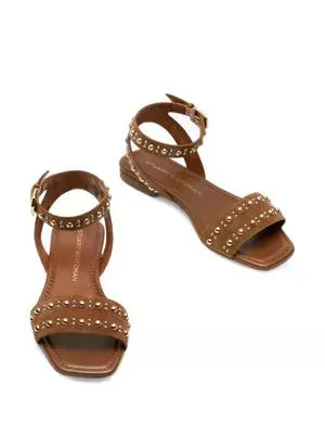 STUART WEITZMAN Perry Studded Leather Sandals - Brown