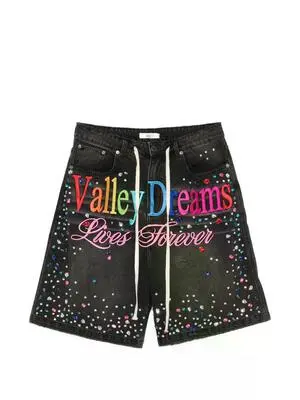 VALE FOREVER Crystal-embellished Embroidered Shorts - Black