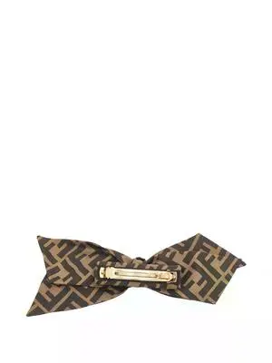 Fendi Ff Motif Bow Detail Hair Clip - Brown