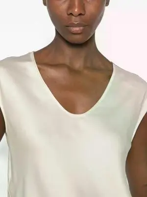 Imperial Sleeveless V-neck Blouse - Neutrals