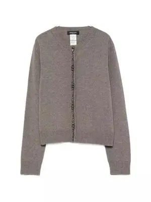 Fabiana Filippi Bead-embellished Ribbed-trim Cardigan - Grey