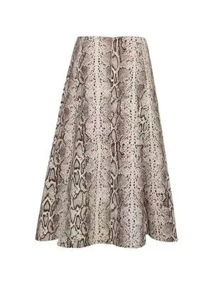 Cara Cara Aisha Snakeskin-print Midi Skirt