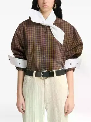 Marni Checked-poplin Shirt With Neck-tie