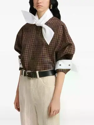 Marni Checked-poplin Shirt With Neck-tie