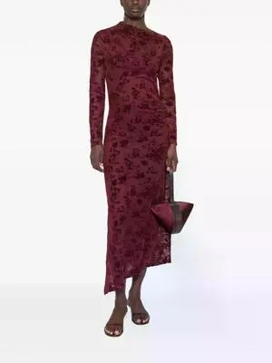 Imperial Floral Devoré Draped Maxi Dress
