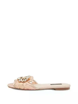 Dolce & Gabbana Bianca Crystal-embellished Flat Sandals