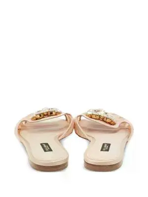 Dolce & Gabbana Bianca Crystal-embellished Flat Sandals