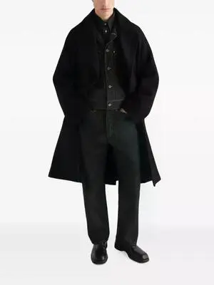 LEMAIRE Double-breasted Coat In Felted Wool And Alpaca Blend - Black