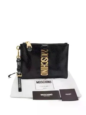 Moschino Plaque Snake-effect Clutch Bag