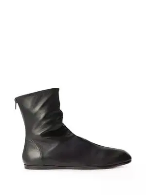 LEMAIRE Sock Ankle Boots In Shiny Nappa Lambskin - Brown