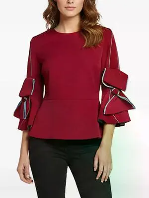 ROKSANDA Bow-detail Peplum Top - Red