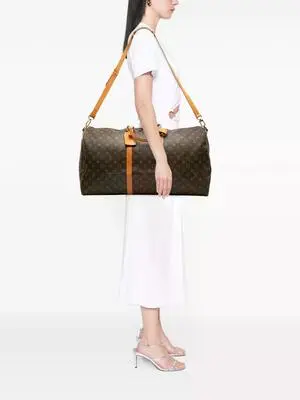 LOUIS VUITTON 1991 Monogram Keepall Bandouliere 60 Travel Bag - Brown