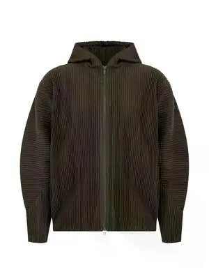 Issey Miyake Pleated Zip-up Hoodie - Green