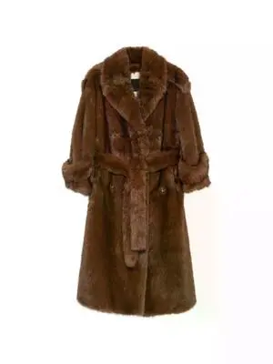 B&B COUTURE Farrah Faux-fur Belted Coat - Brown