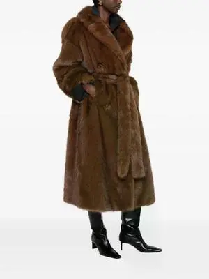 B&B COUTURE Farrah Faux-fur Belted Coat