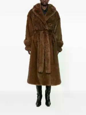 B&B COUTURE Farrah Faux-fur Belted Coat