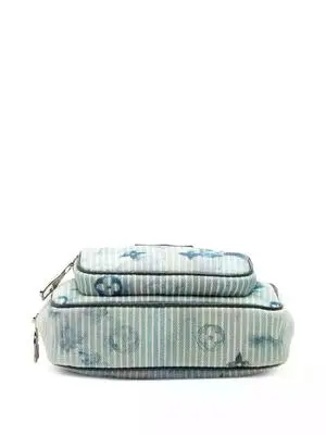 LOUIS VUITTON Monogram Denim Watercolor Hickory Stripes Pouch Crossbody Bag - Blue