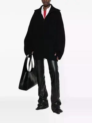 THE FRANKIE SHOP Ribbed-knit Zip-up Cardigan - Black
