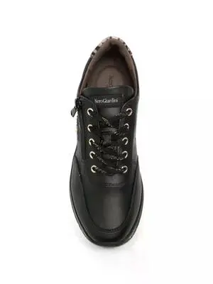NEROGIARDINI Leopard-print Panelled Leather Sneakers - Black
