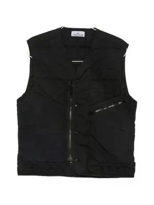 Stone Island Quilted Zip-up Vest - Black