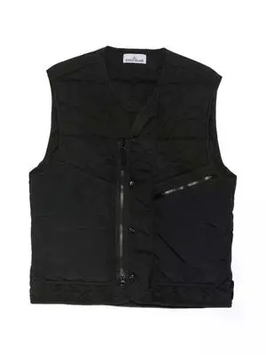 Stone Island Quilted Zip-up Vest - Black