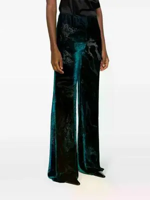 Alberta Ferretti High-waisted Devoré-finish Velvet Trousers