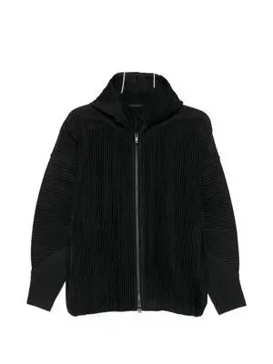Issey Miyake Plissé Zip-up Hoodie - Black