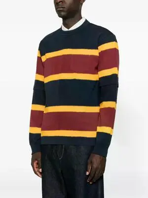 Sacai Striped-knit Layered-sleeve Sweater - Blue