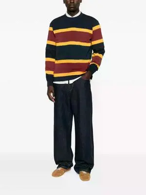 Sacai Striped Knit Layered Sleeve Sweater