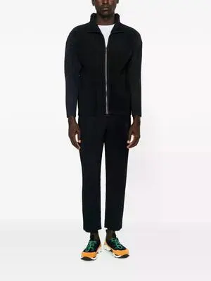 Issey Miyake Pleated Zip-up Cardigan - Blue