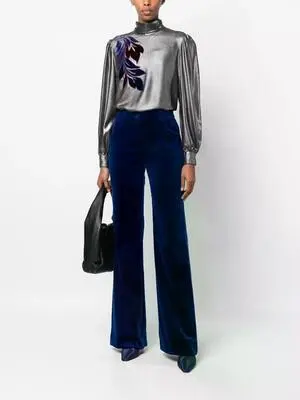 Alberta Ferretti Leaf-pattern Metallic-finish Blouse