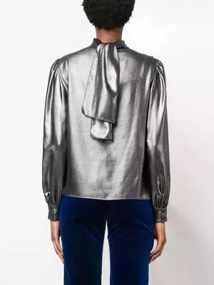 Alberta Ferretti Leaf-pattern Metallic-finish Blouse
