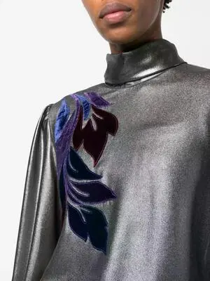 Alberta Ferretti Leaf-pattern Metallic-finish Blouse