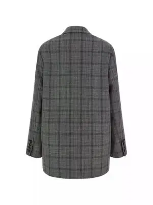 TELA Prince Of Wales Brooch-detail Blazer - Grey