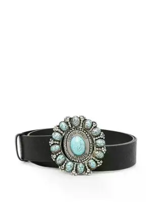Roberto Cavalli 2000s Turquoise-embellished Belt - Black