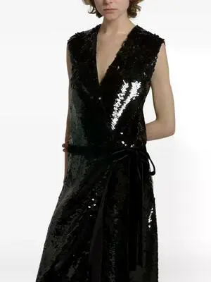 Alberta Ferretti Sequin-embellished Belted Midi Dress