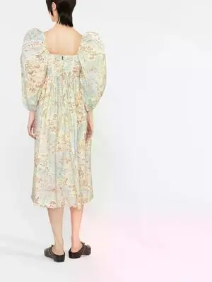 Ulla Johnson Graphic-print Square Neck Midi Dress