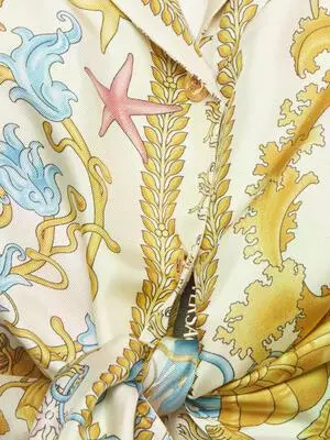 Versace Underwater Barocco Knotted Cropped Shirt
