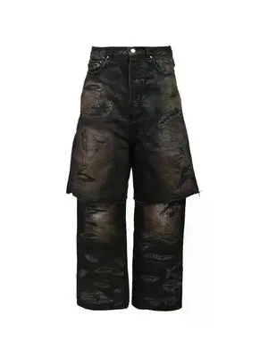 FILTH Distressed Layered Denim Shorts - Black