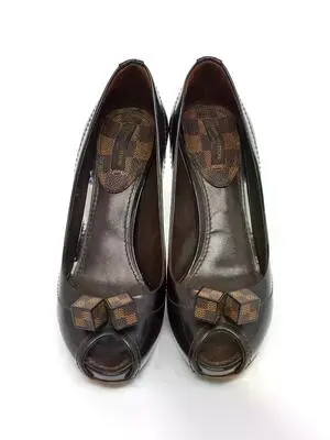 LOUIS VUITTON Damier Cube Peep-toe Pumps