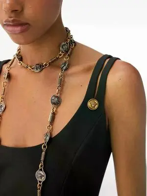 Versace Wool Grain-de-poudre Midi Dress With Medusa Hardware