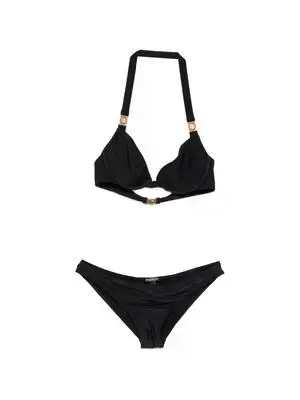 Balmain Logo-plaque Halterneck Bikini Top - Black