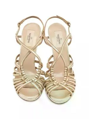 Valentino Garavani Metallic Leather Strappy Stiletto Sandals