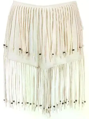 Alanui Monsoon Fringed Miniskirt - Neutrals