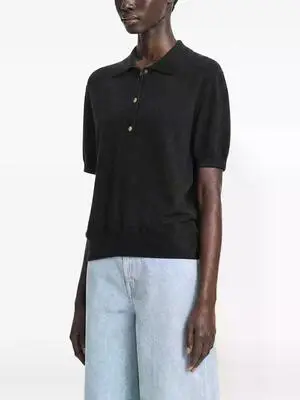 Max Mara Pomposa Ribbed-knit Short-sleeve Polo Shirt