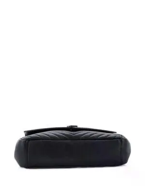 Saint Laurent College Bag Matelassé Chevron Leather Shoulder Bag - Black