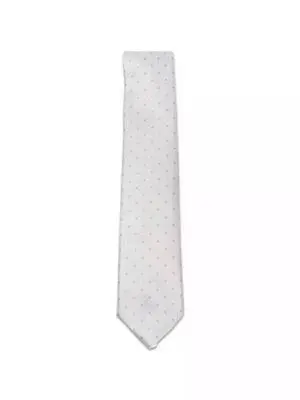 SAPIO SAPIO Polka-Dot Herringbone Pattern Tie Grey