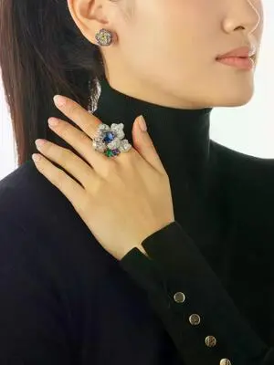 ANABELA CHAN Blossom Multi-stones Ring - Silver