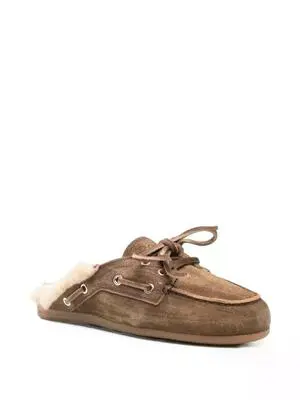 POSA Suede Shearling-lined Mules - Brown